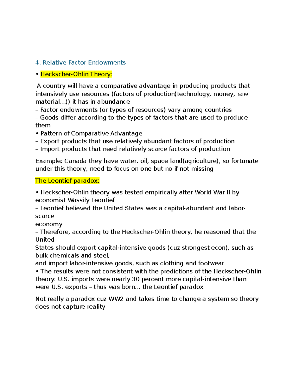 International Business class 2 - 4. Relative Factor Endowments ...