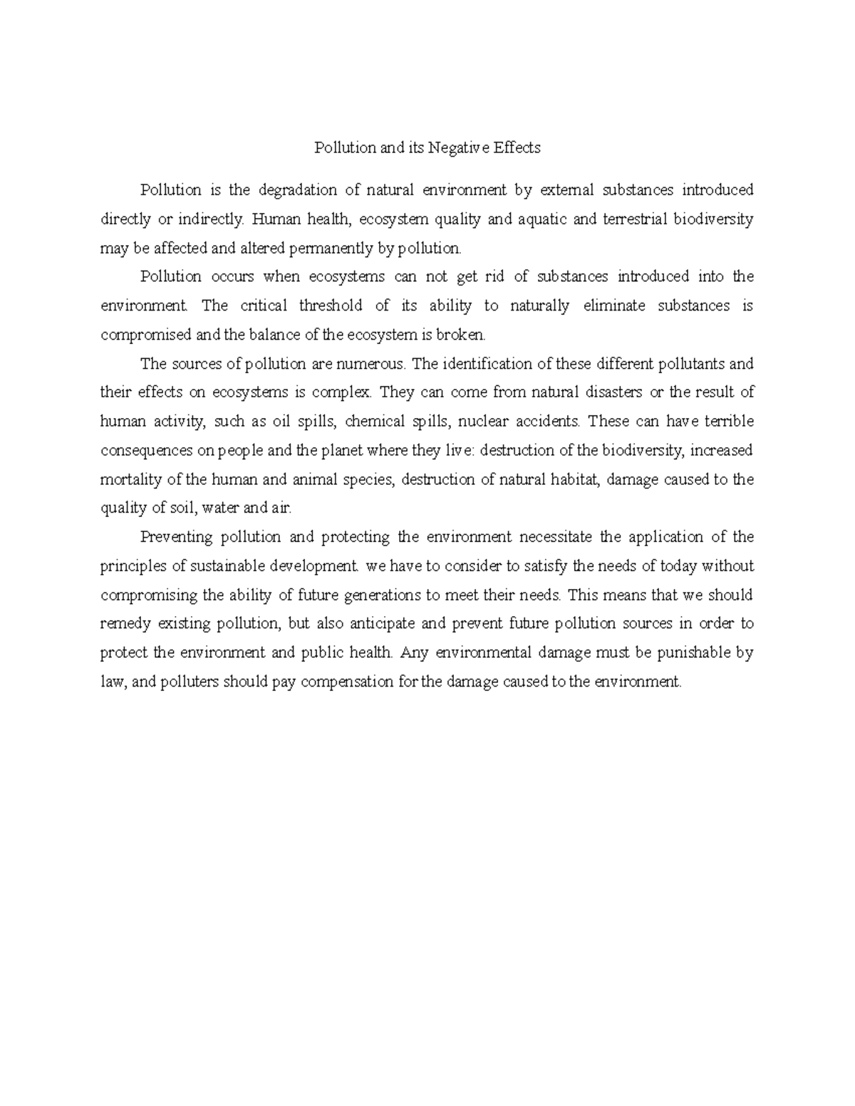 Pollution and Its Negative Effects - Pollution and its Negative Effects ...