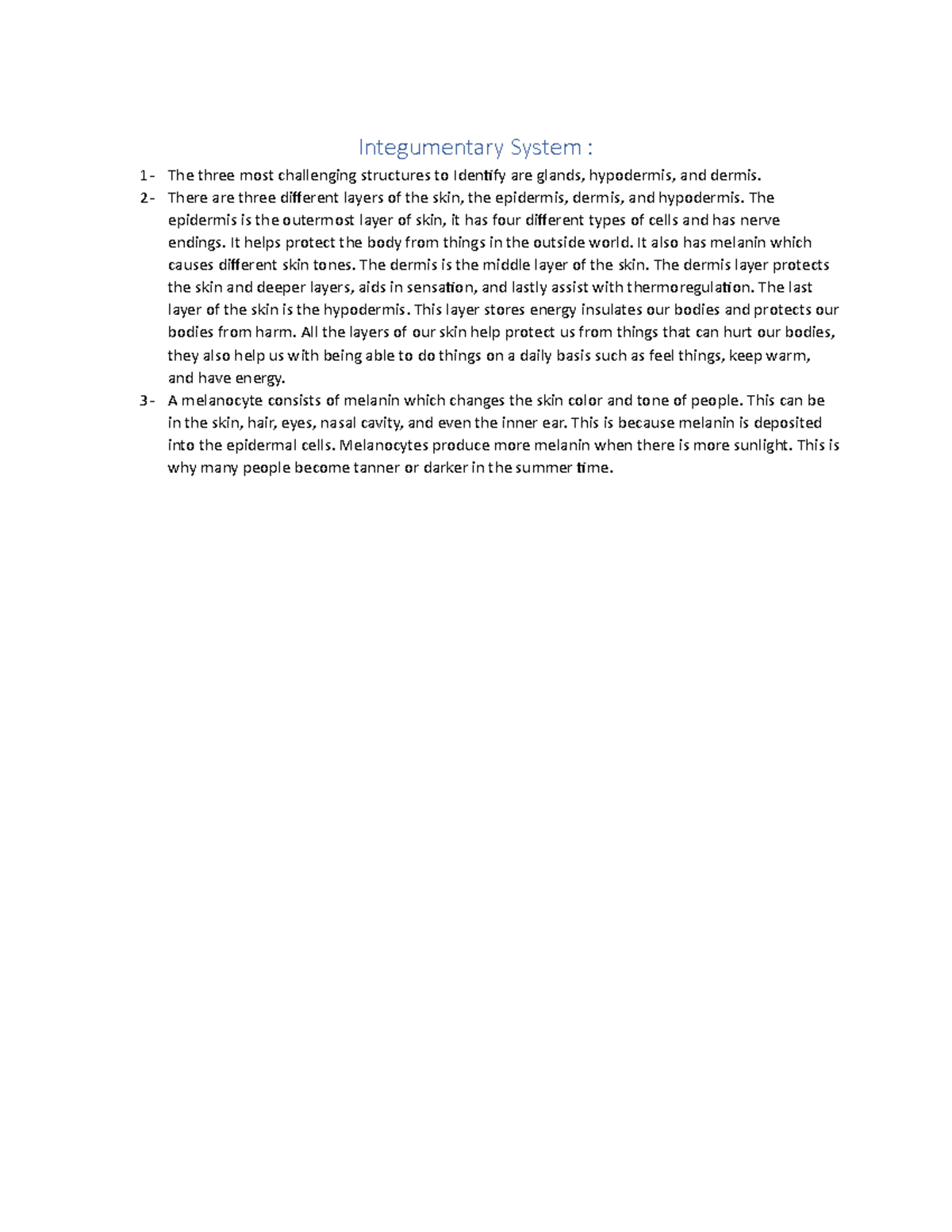 Module 5 Lab Assignment Integumentary System - Integumentary System : 1 ...