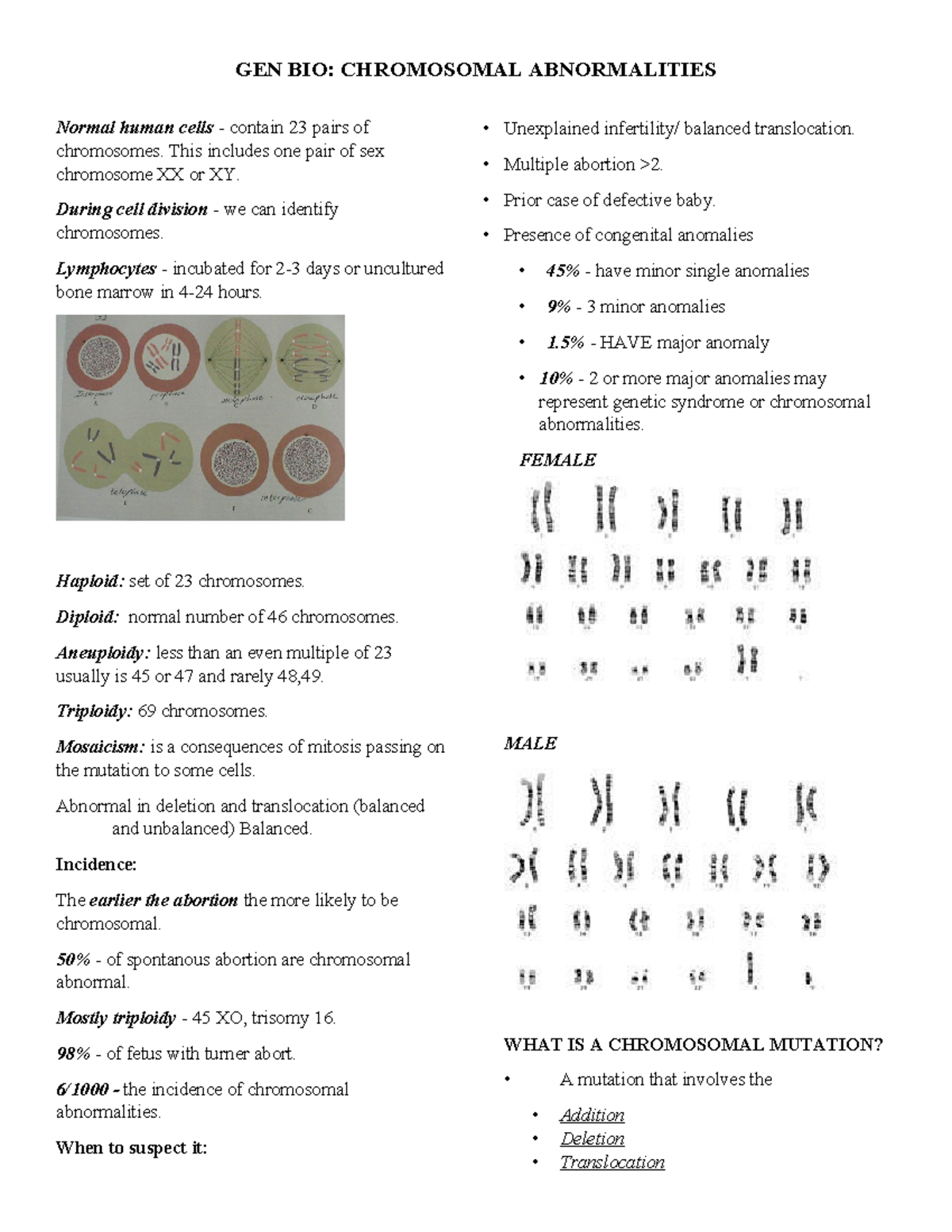 Chromosomal- Abnormalities - Normal human cells - contain 23 pairs of ...