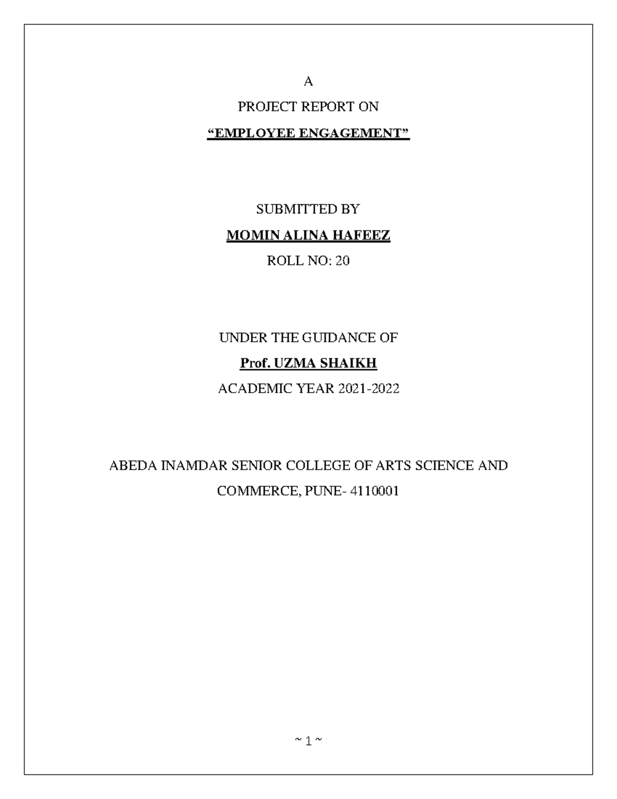 Sem6 viva-converted - A PROJECT REPORT ON “EMPLOYEE ENGAGEMENT ...