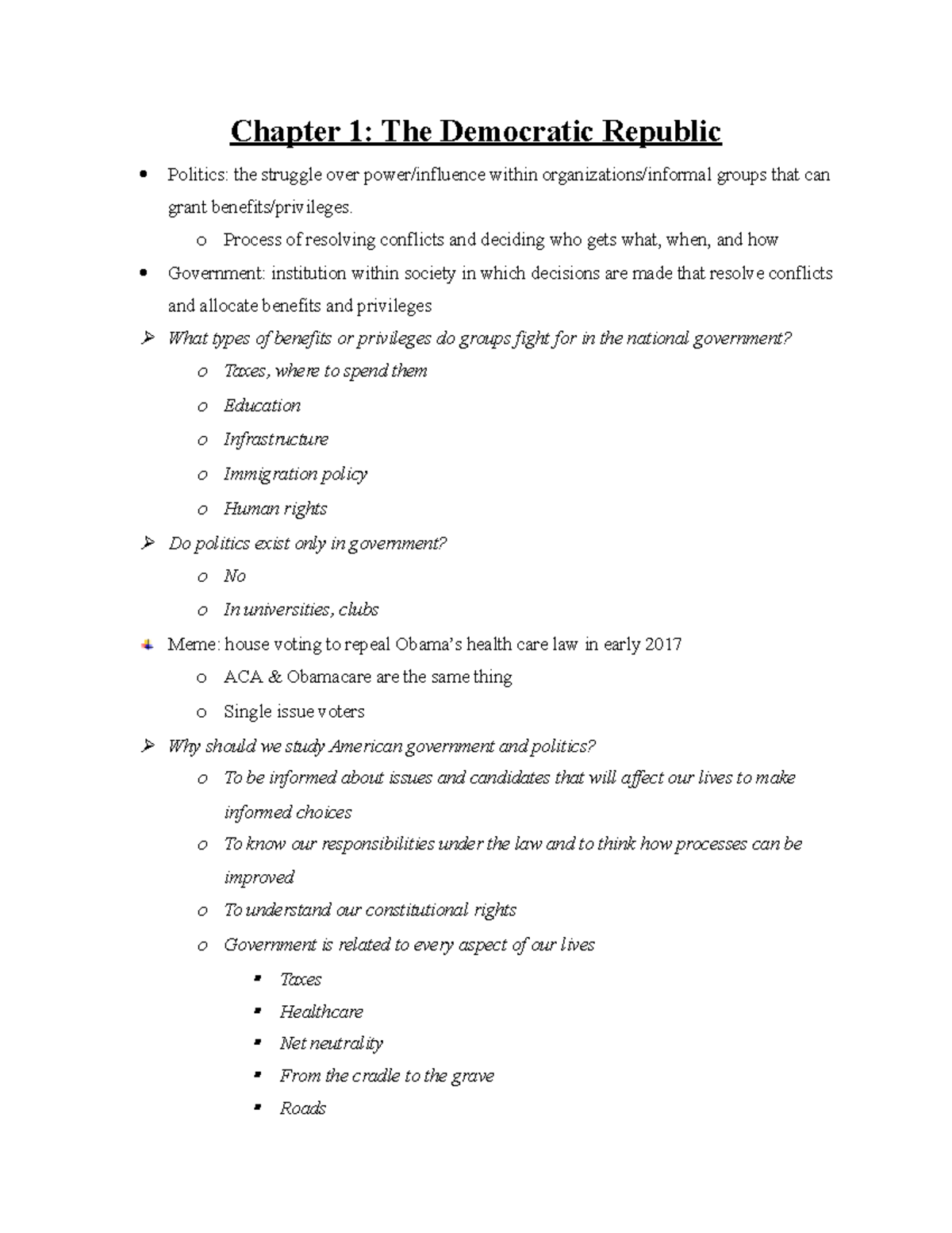 Chapter 1 - Lecture notes 1 - Chapter 1: The Democratic Republic ...