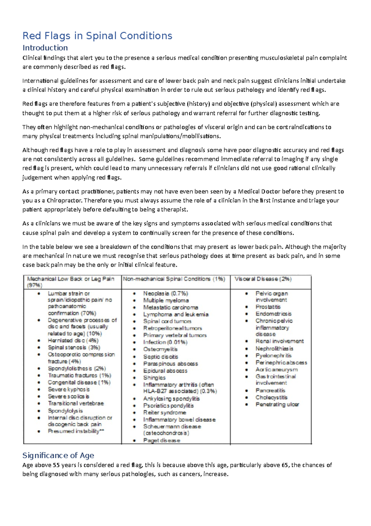 Red Flags in Spinal Conditions - Red Flags in Spinal Conditions ...
