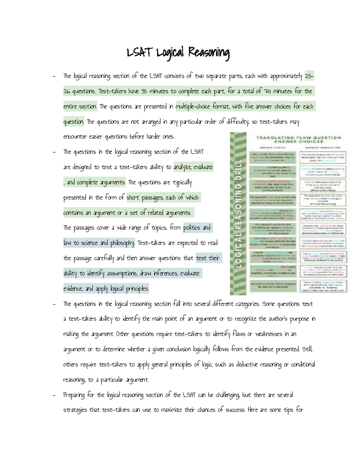 Logical reasoning - Test-takers have 35 minutes to complete each part ...