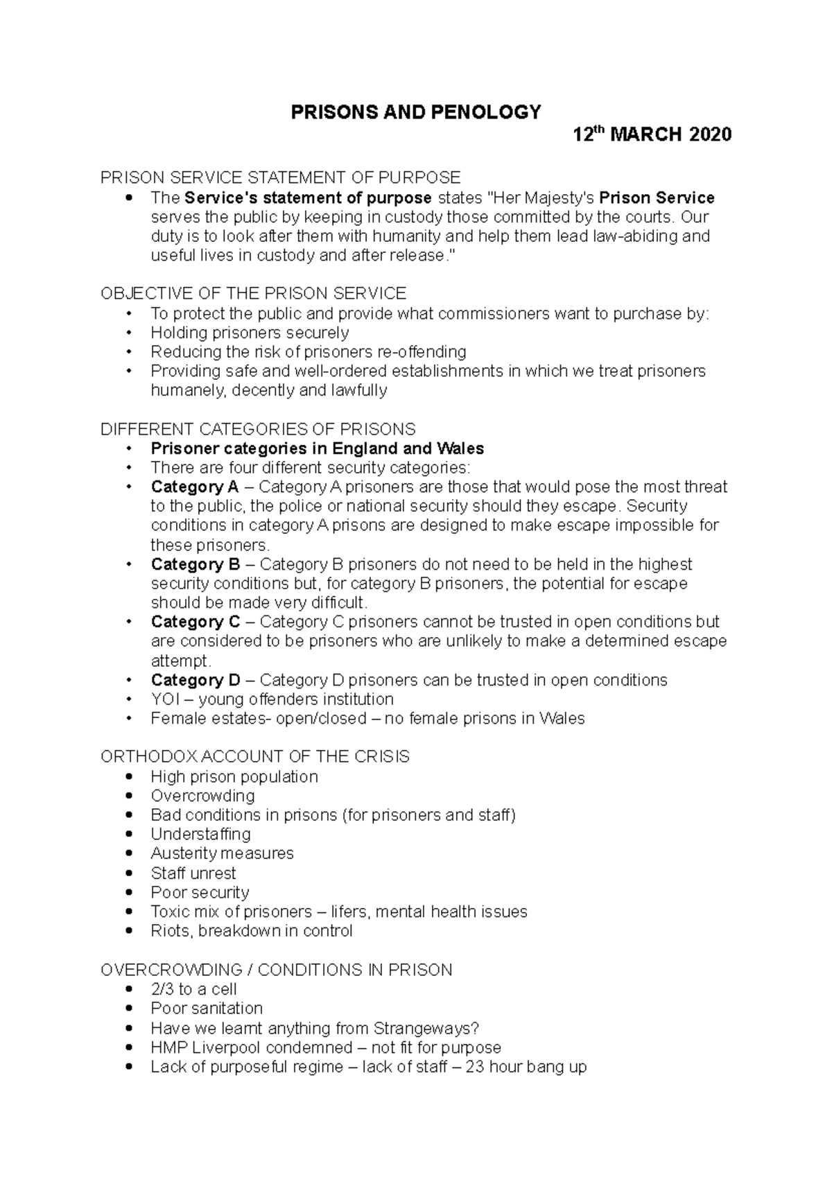 Prisons AND Penology - grace boughton - PRISONS AND PENOLOGY 12 th ...