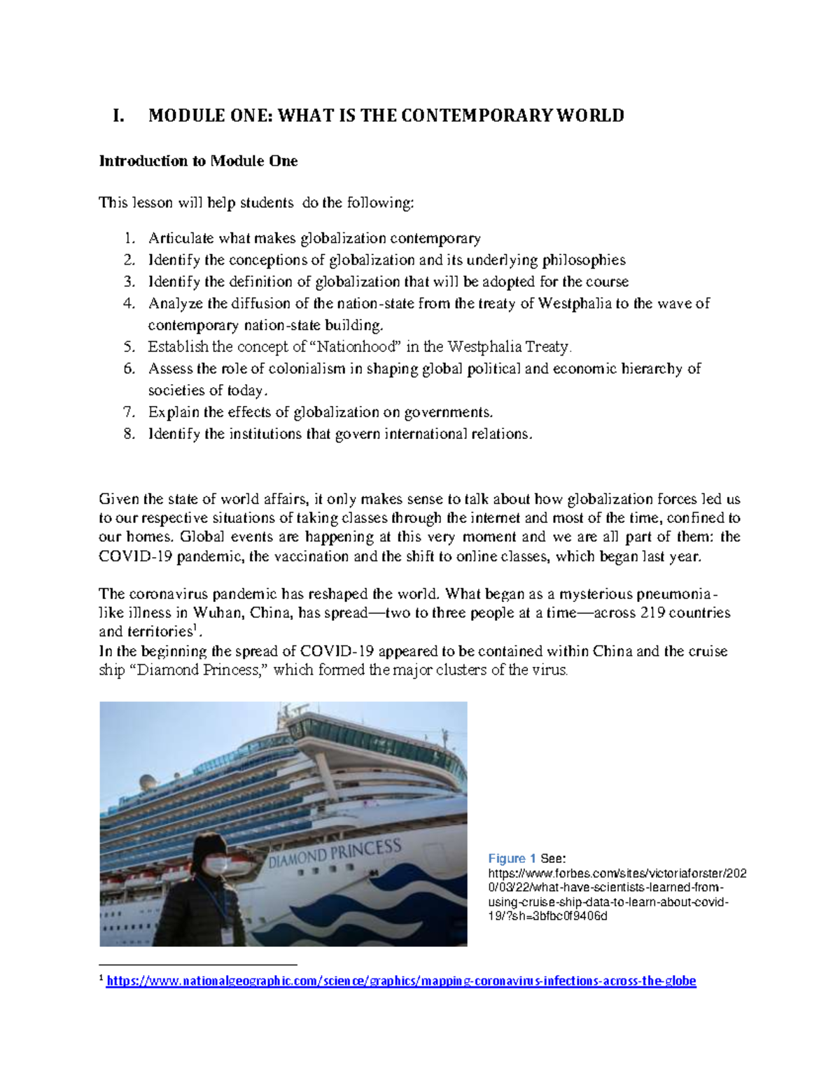 Module-1 Lecture notes - I. MODULE ONE: WHAT IS THE CONTEMPORARY WORLD ...