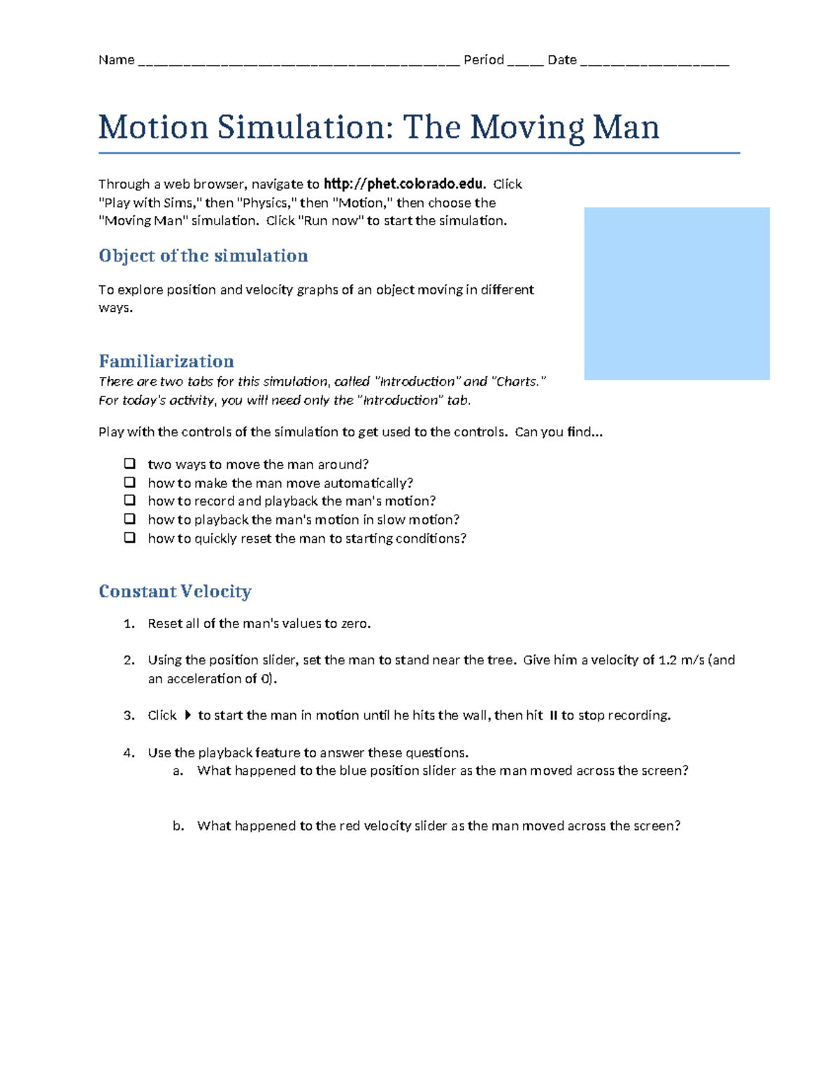 Moving Man- qualitative graphs use this - Motion Simulation: The Moving ...