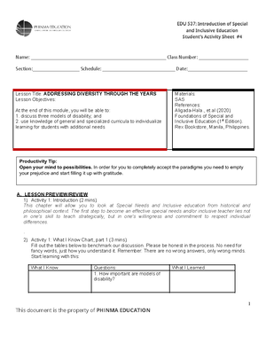 EDU 537 SAS Day 11 - Notes - Section:__________________ Schedule