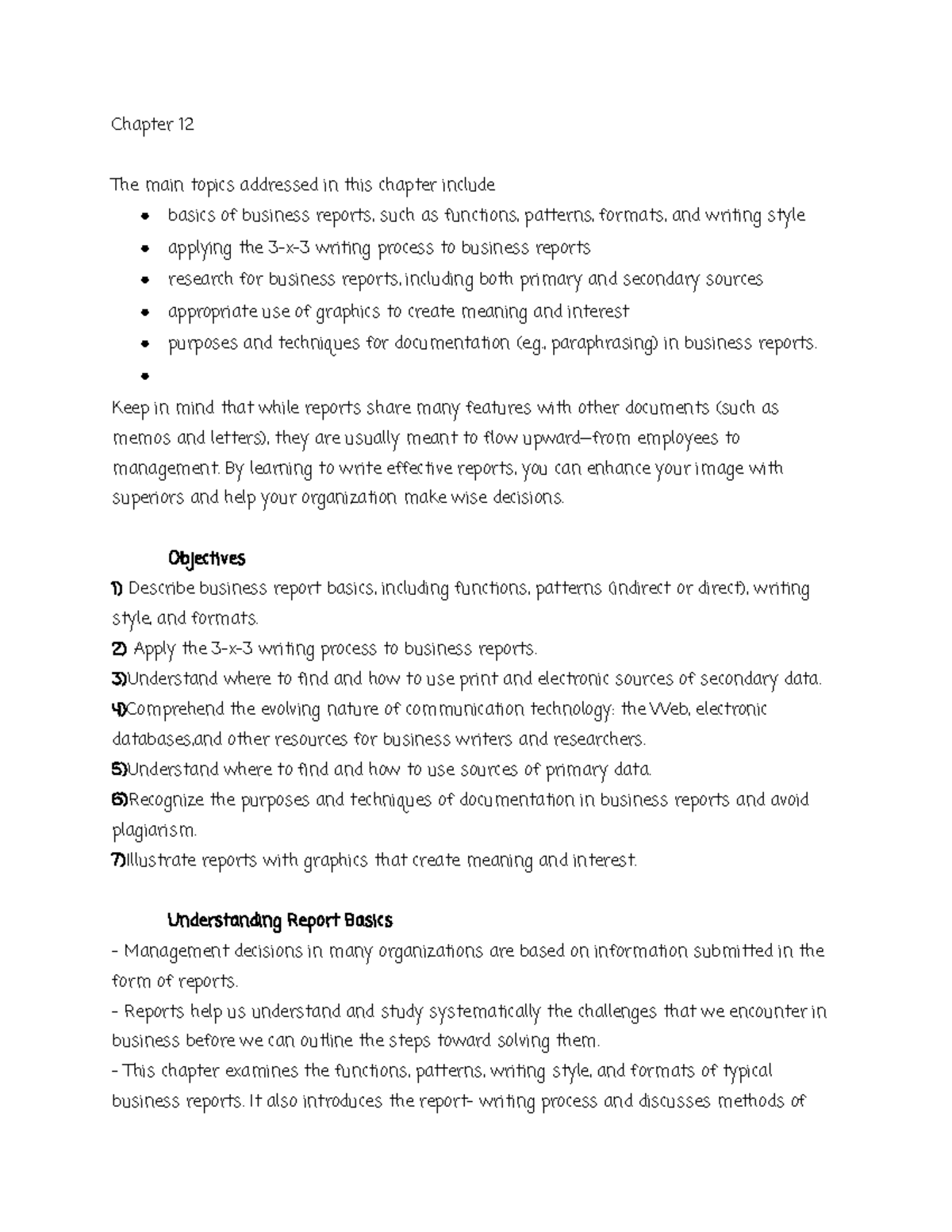ADMN 233 - Chapter 12 Notes - Chapter 12 The main topics addressed in ...