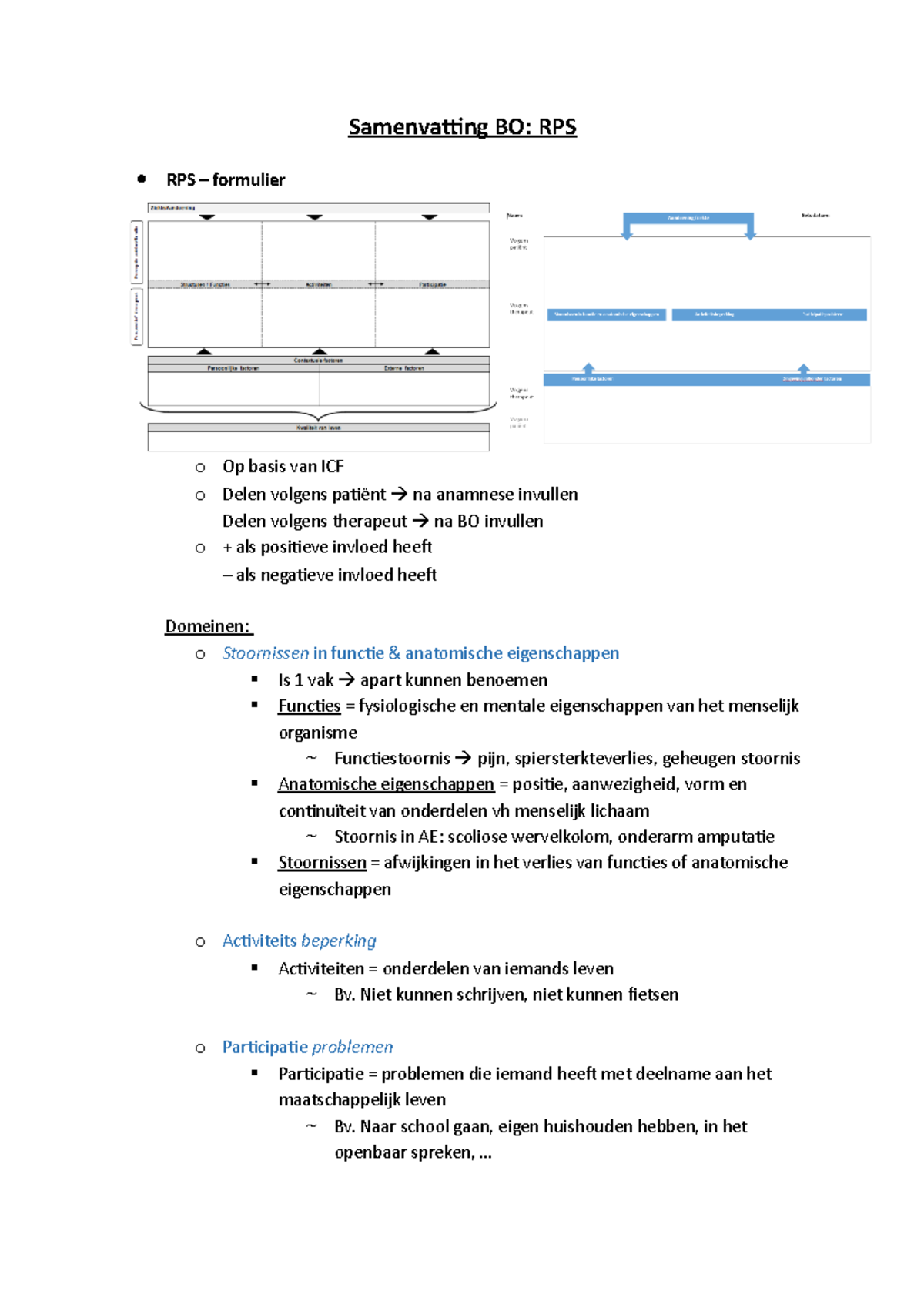 Samenvatting BO - PEME IC - RPS-formulier - Samenvatting BO: RPS RPS ...