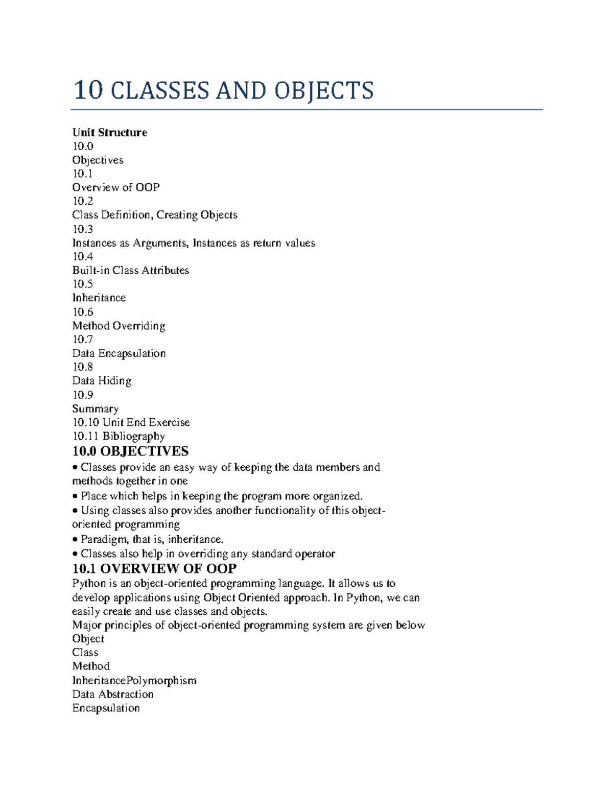 10 Classes AND Objects - Hey friends! This thread contains quality ...