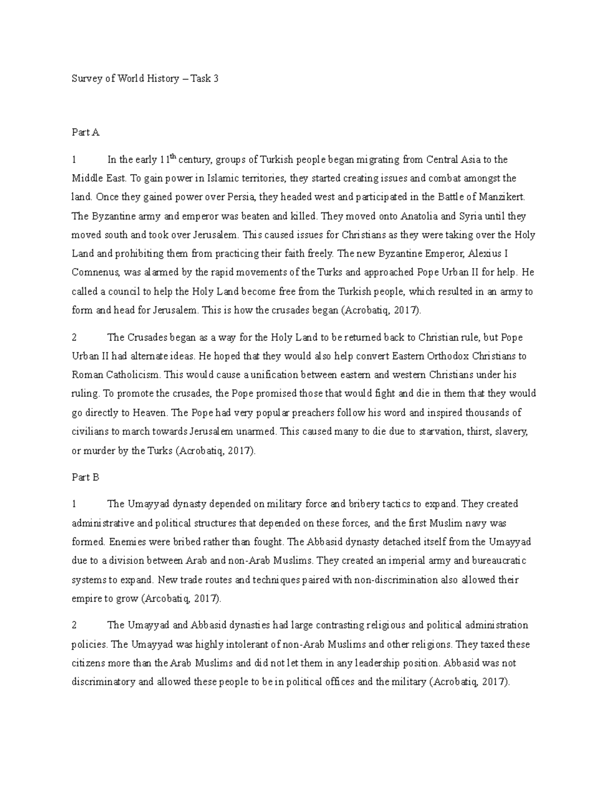 World History - Task 3 - jrfnjqnfqernf ijrnfqn fiur fqijfnqe efink ...