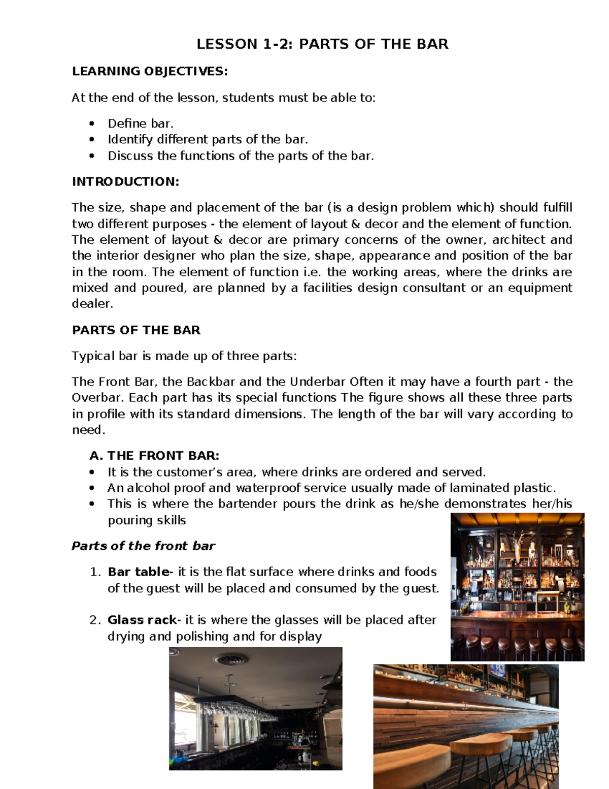 Lesson 1-2 Bar and Beverage Management is a comprehensive field of ...