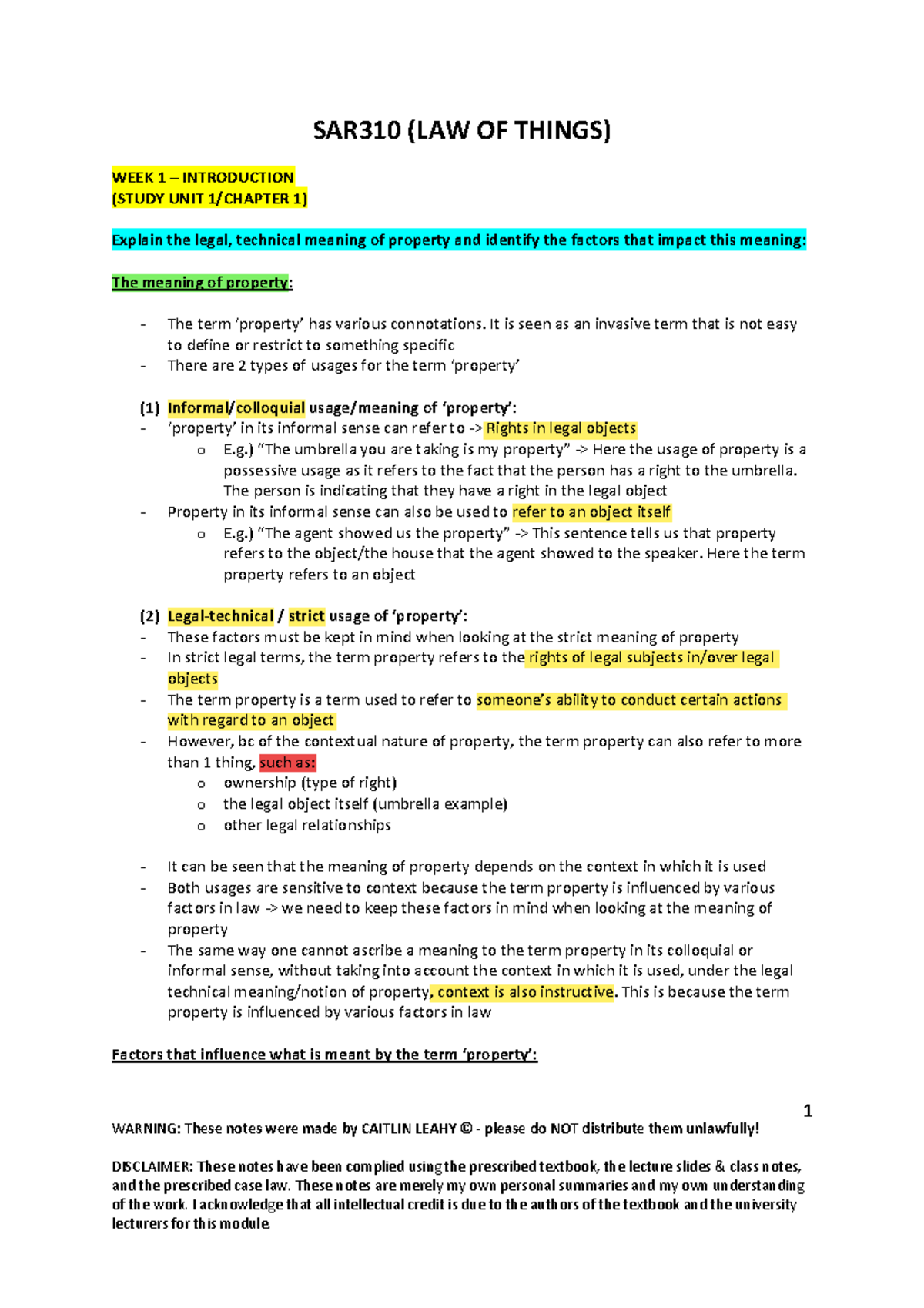 SAR310 SU 1-2 (pdf) - SAR 310 NOTES UNIT 1-2 FOR 2024 - WARNING: These ...