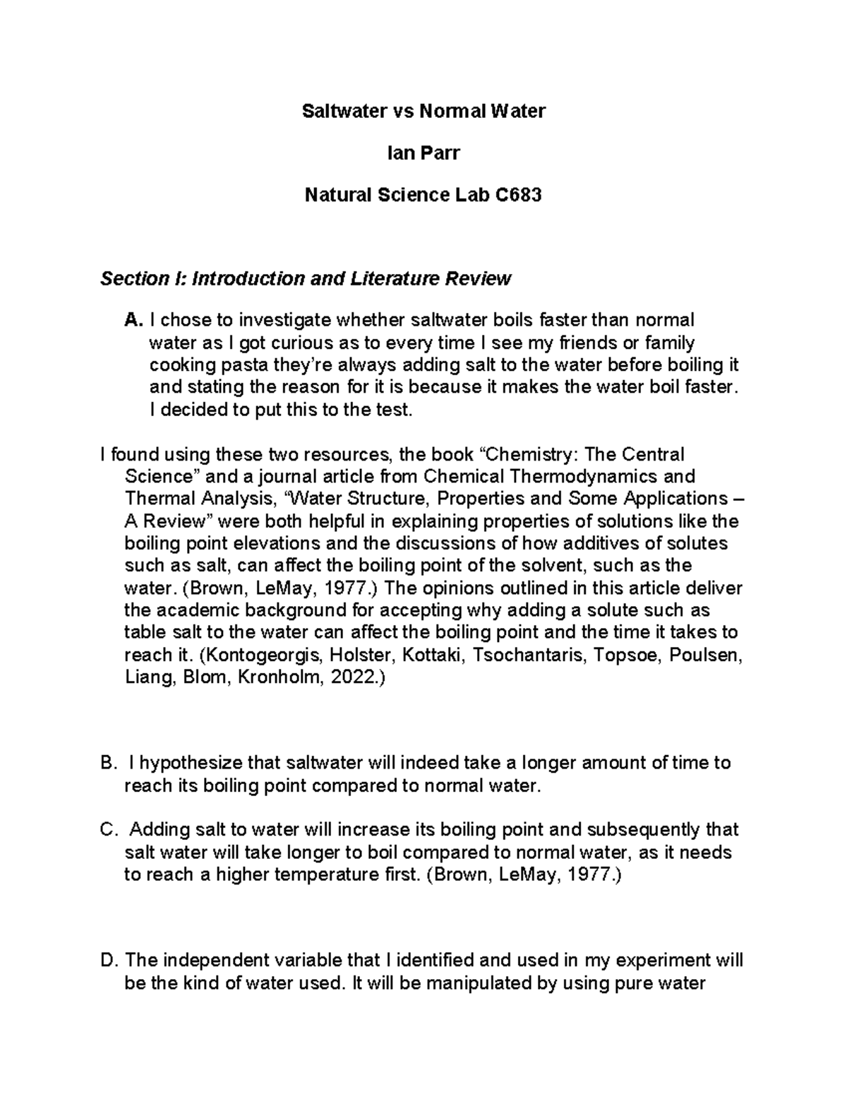 Natural Science Lab-C683 - Saltwater vs Normal Water Ian Parr Natural ...