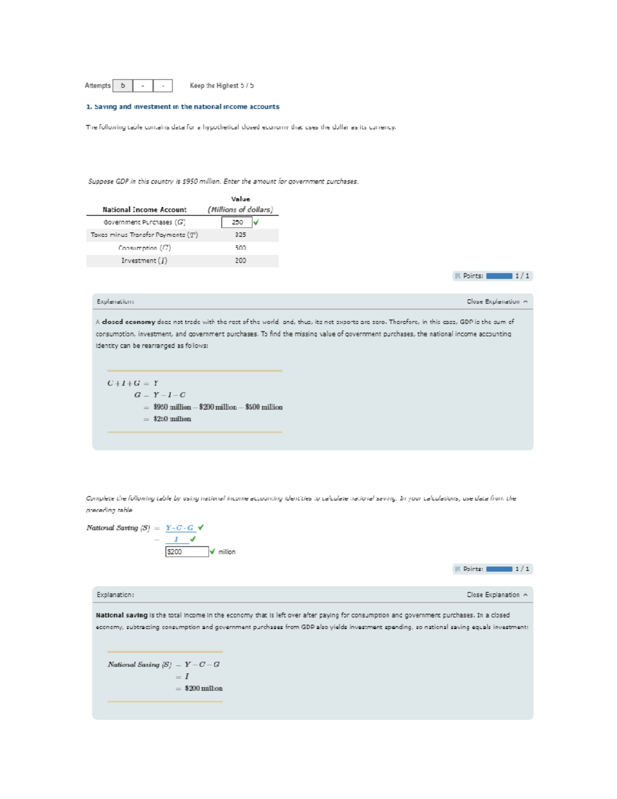 Module 6 Quiz - Attempts 5 Keep the Highest 5 1. Saving and investment in the national income ...