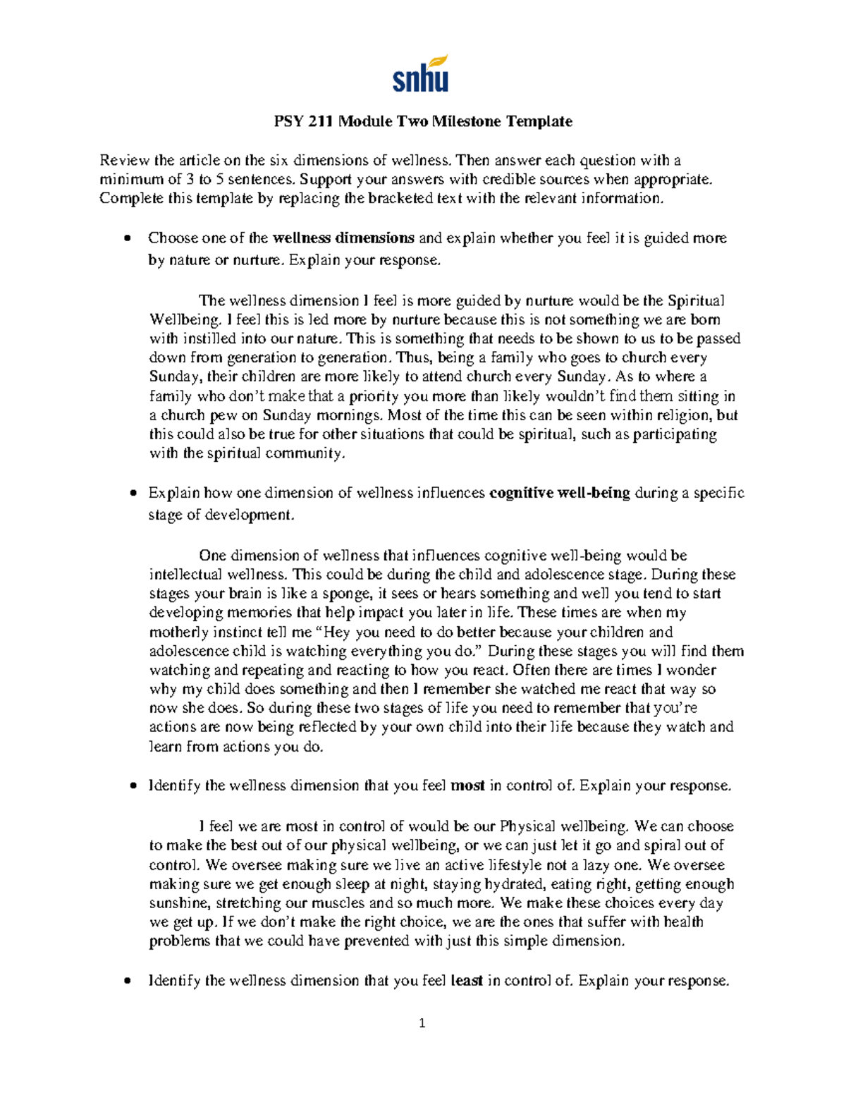PSY 211 Module Two Milestone - Then answer each question with a minimum ...