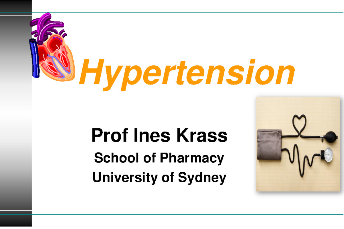 Hyplecture 22 - hypertension lecture notes - Hypertension Prof Ines ...