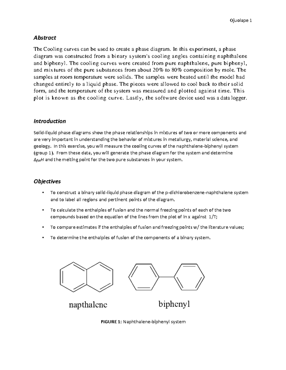 Lab report #5 Liquid solid - Abstract The Cooling curves can be used to ...