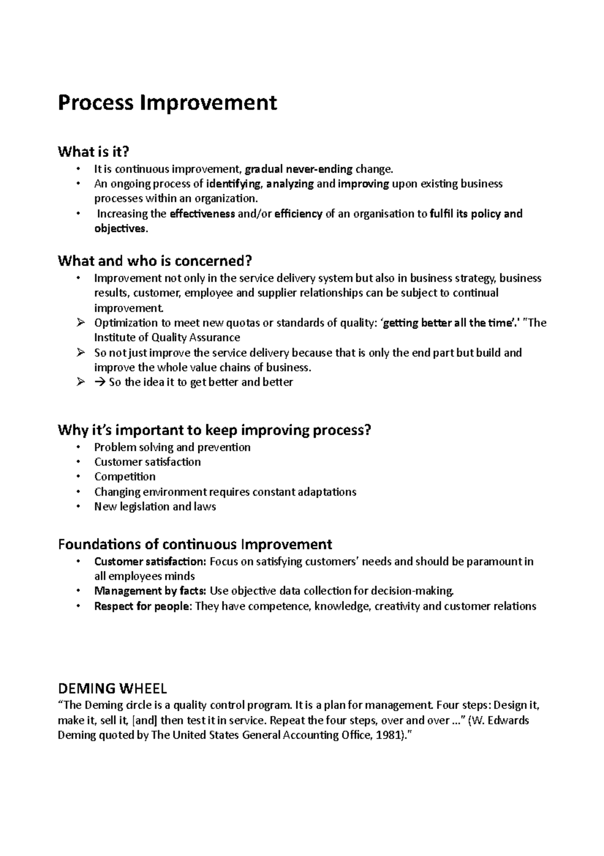 L6 Process improvement - Process Improvement What is it? It is ...