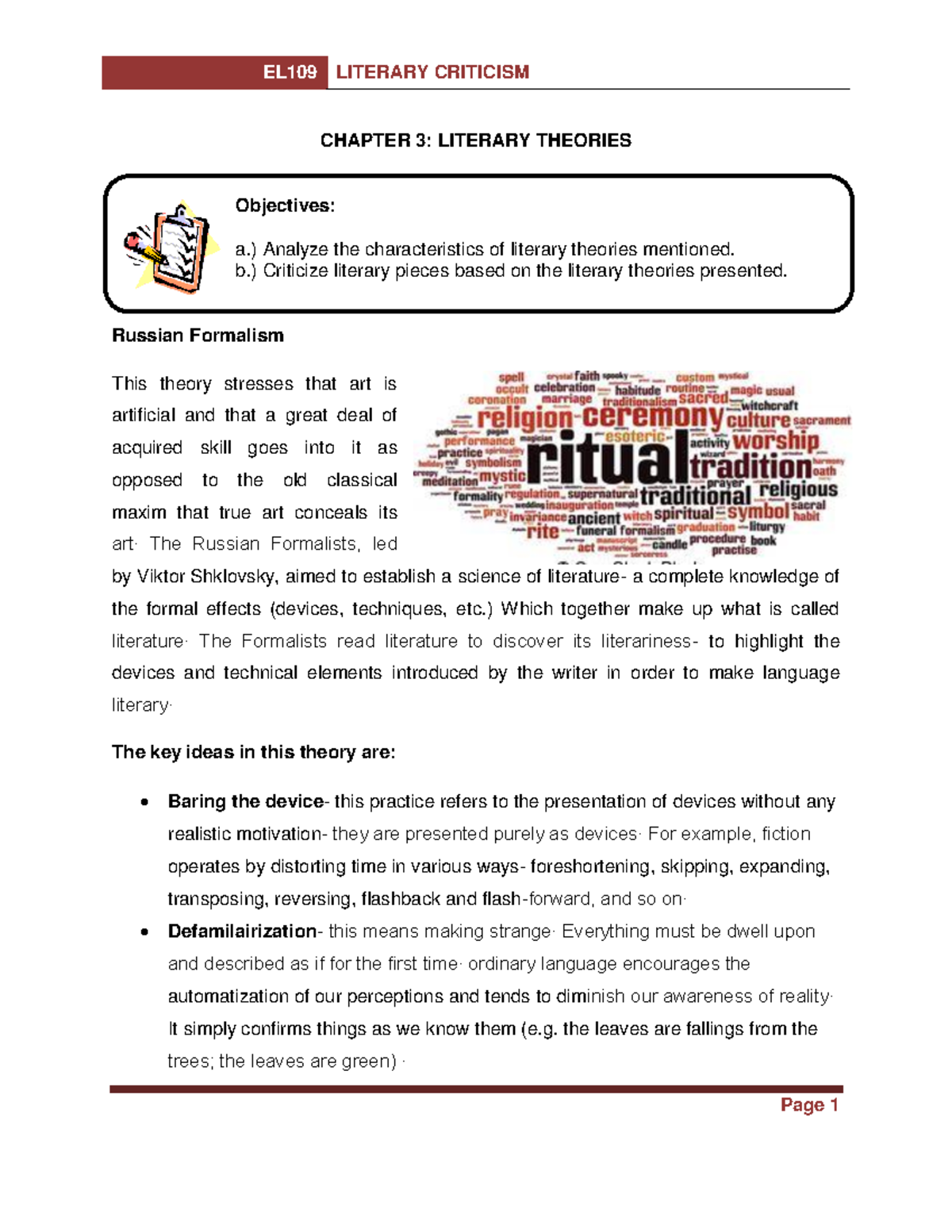 Chapter 3- Literary Theories - CHAPTER 3: LITERARY THEORIES Objectives ...