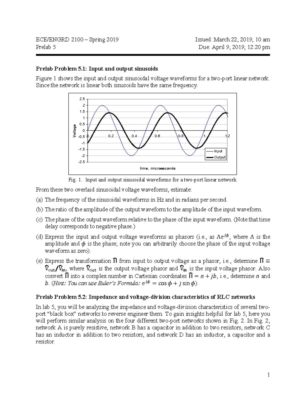 Prelab 5 - 2019-2020 Lecture Notes - 1 ECE/ENGRD 2100 – Spring 2019 ...