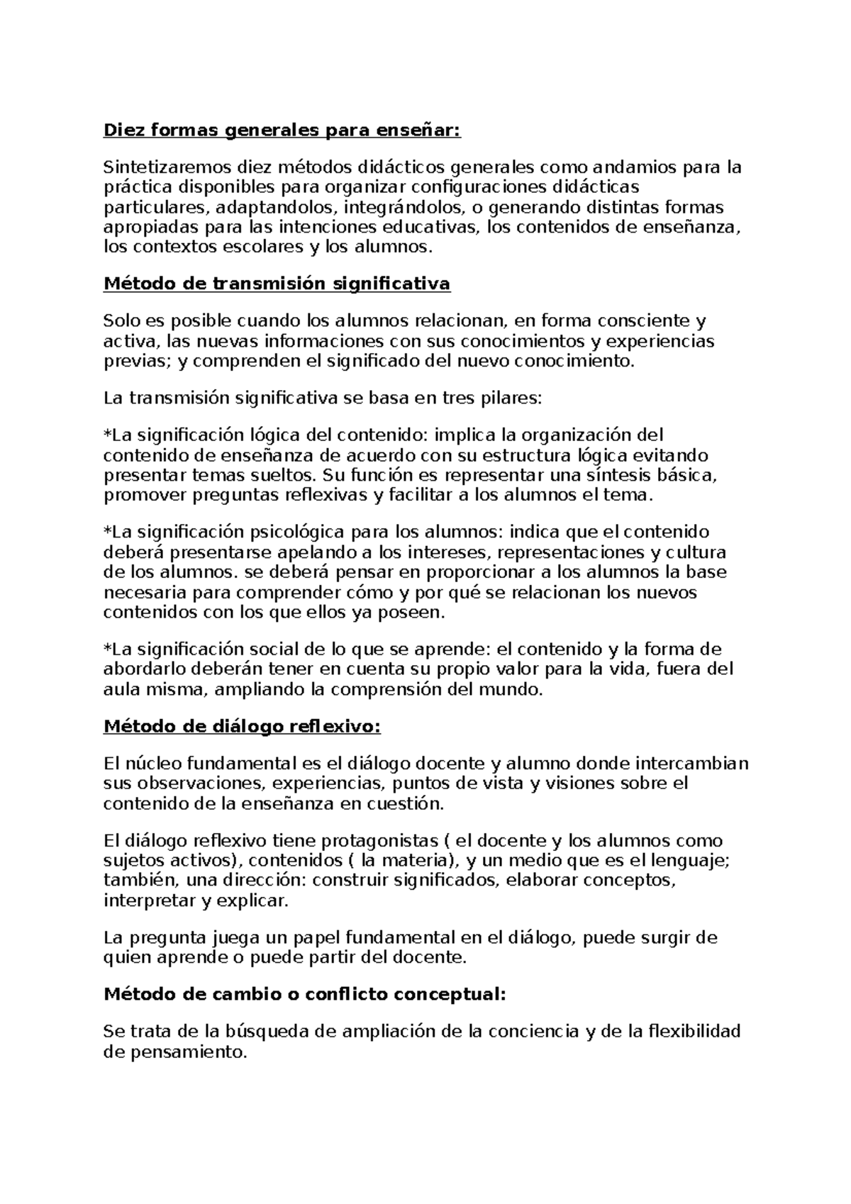 Diez Formas Generales Para Enseñar Diez Formas Generales Para Enseñar Sintetizaremos Diez