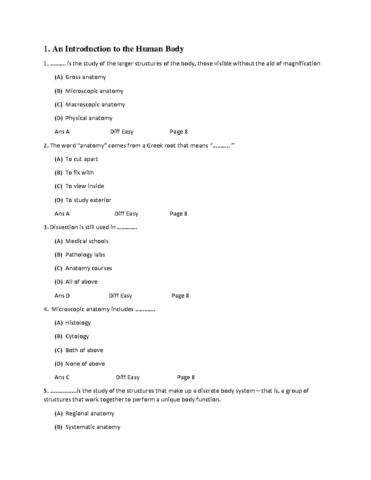 Anatomy and Physiology - 1. An Introduction to the Human Body &&&. is ...