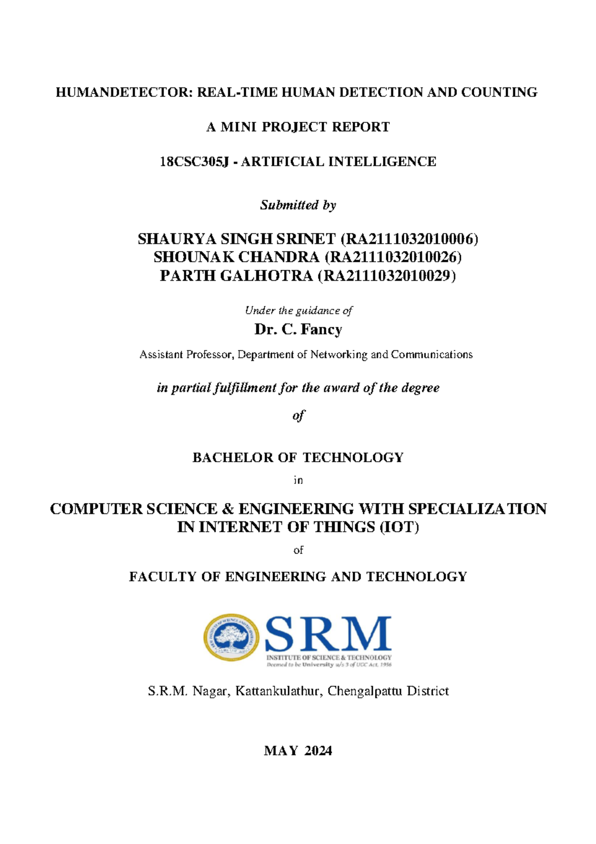 Human Detector Report - HUMANDETECTOR: REAL-TIME HUMAN DETECTION AND ...