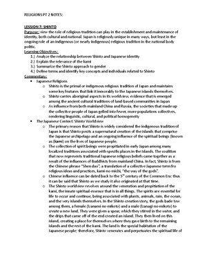 Religions Notes for First Test - Lesson 2: Indigenous Religions Purpose ...
