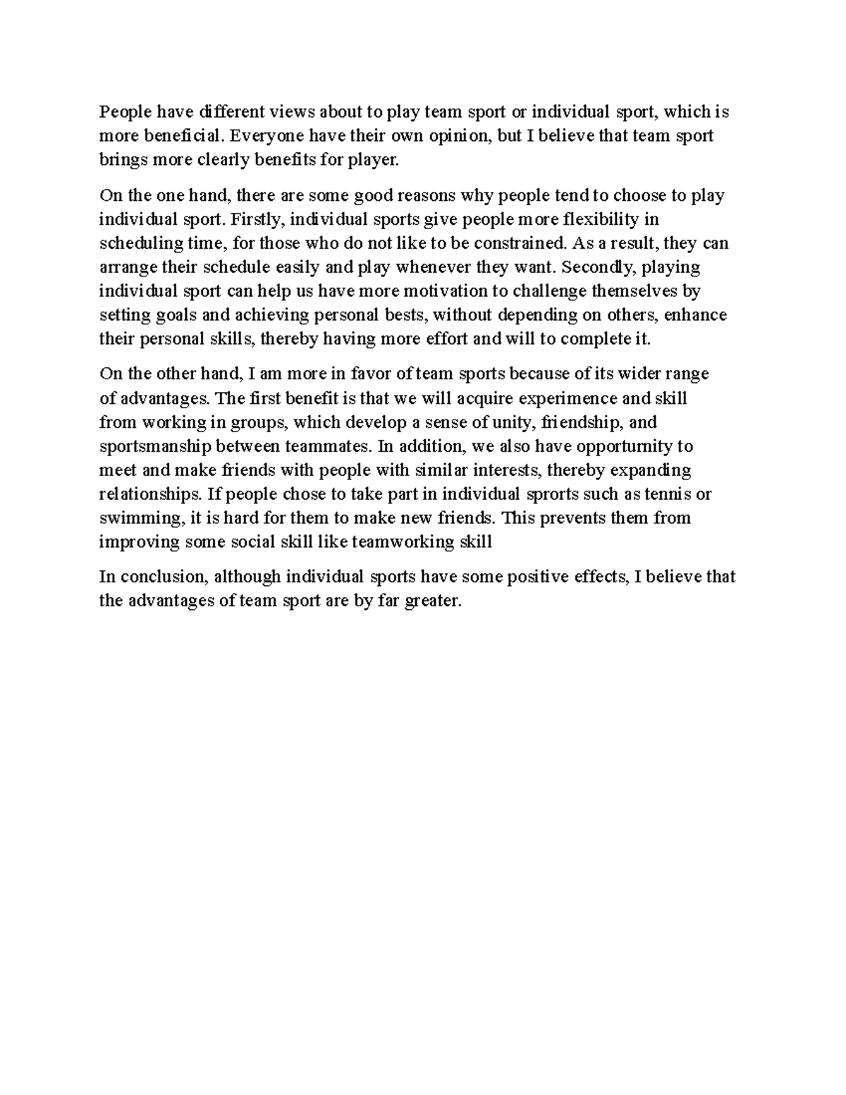 Wri task 2 - wri task 2 - People have different views about to play ...