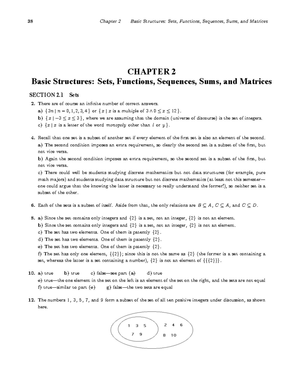 Rosen IRG Chap02 - 偶数题答案 - 38 Chapter 2 Basic Structures: Sets, Functions, Sequences, Sums, and ...