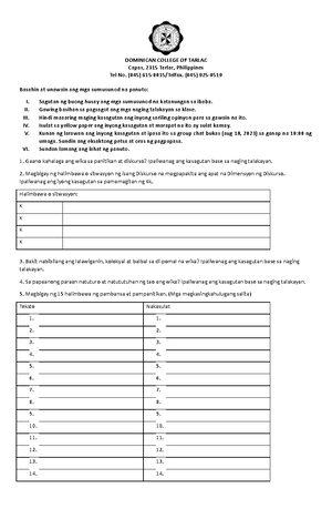 Apipi Kristine-COA-FORM 2 - DOMINICAN COLLEGE OF TARLAC Capas, 2315 ...