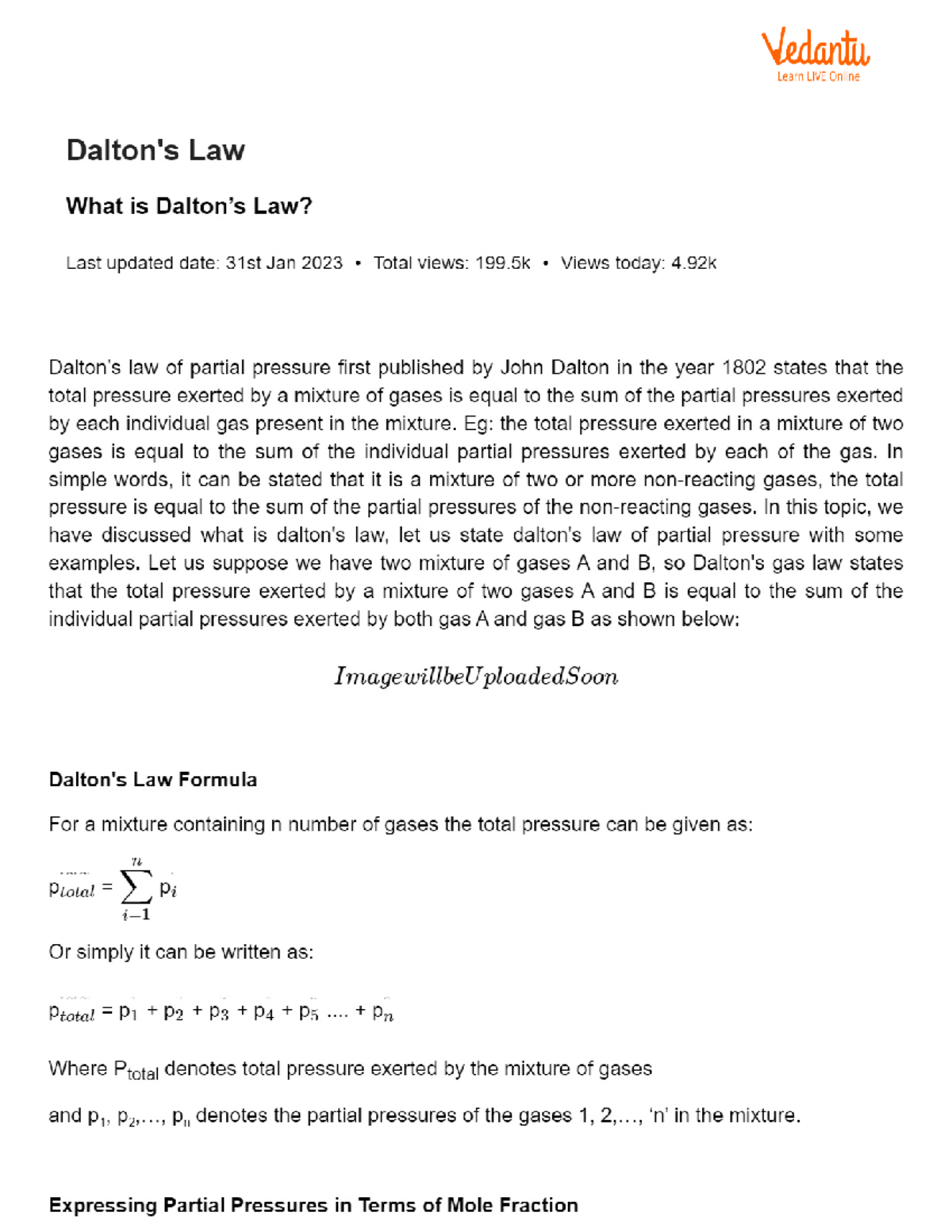 Dalton's Law - Dalton's Law - B.tech CSE - Studocu
