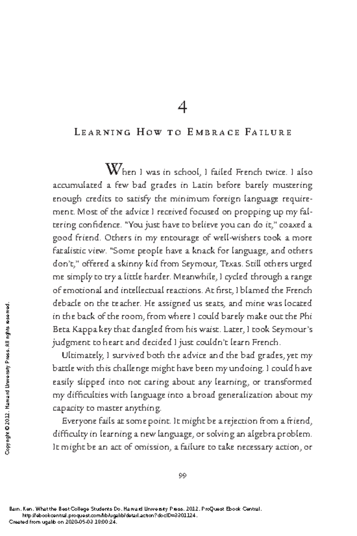 What the Best College Students Do Ch. 4 Learning How to Embrace Failure ...