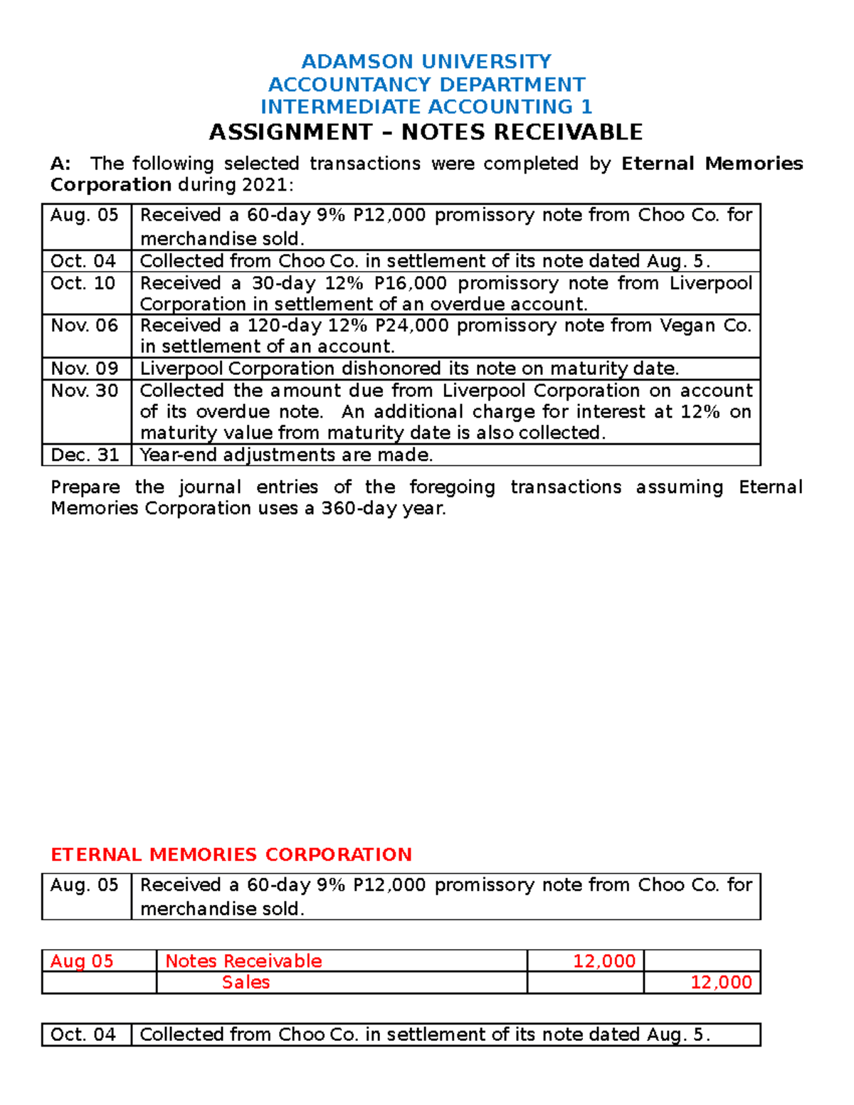 (02D) Notes Rec Assignment Answer KEY - ACCOUNTANCY DEPARTMENT ...