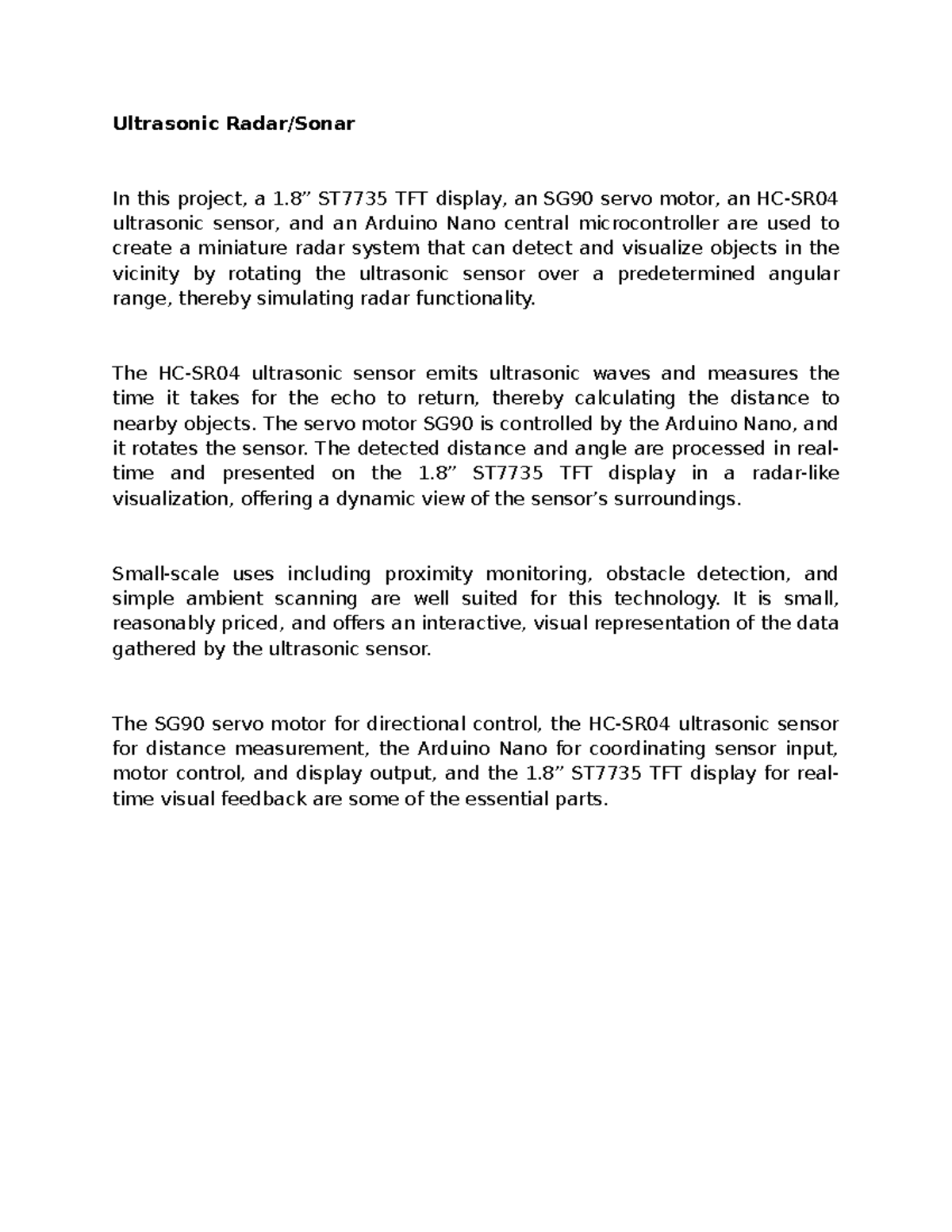 Ultrasonic Radar - For robot design - Ultrasonic Radar/Sonar In this ...