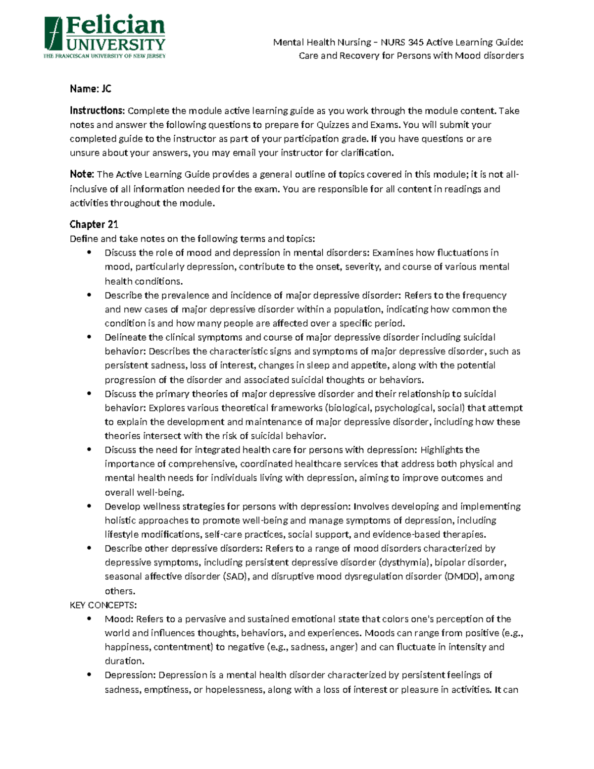 Active Learning Guide -7 Care and Recovery for Persons with Mood ...