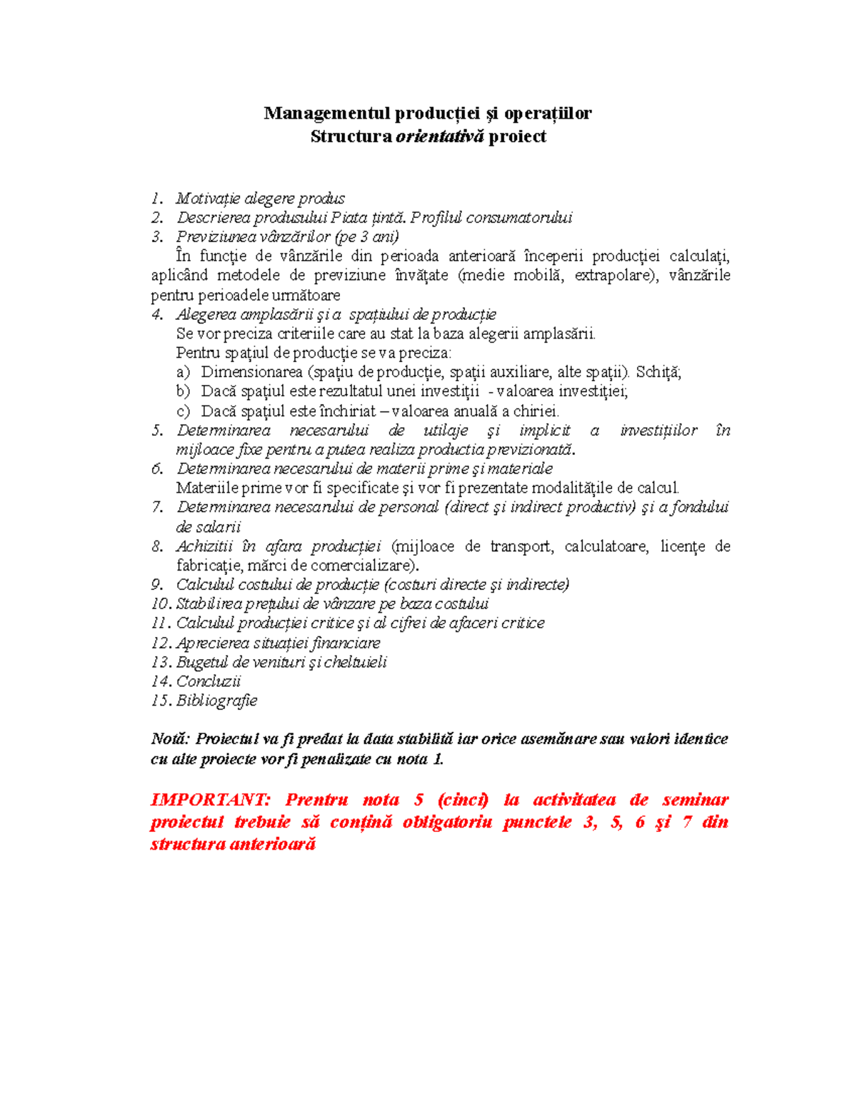 Structura proiect MPO 2022 - Managementul producţiei şi operaţiilor ...