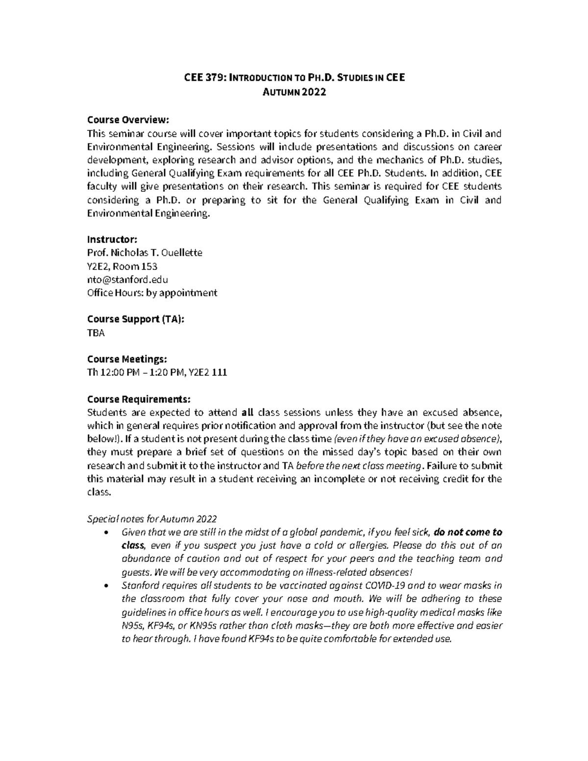 CEE379 Aut22 Syllabus - CEE 379: INTRODUCTION TO PH. STUDIES IN CEE ...