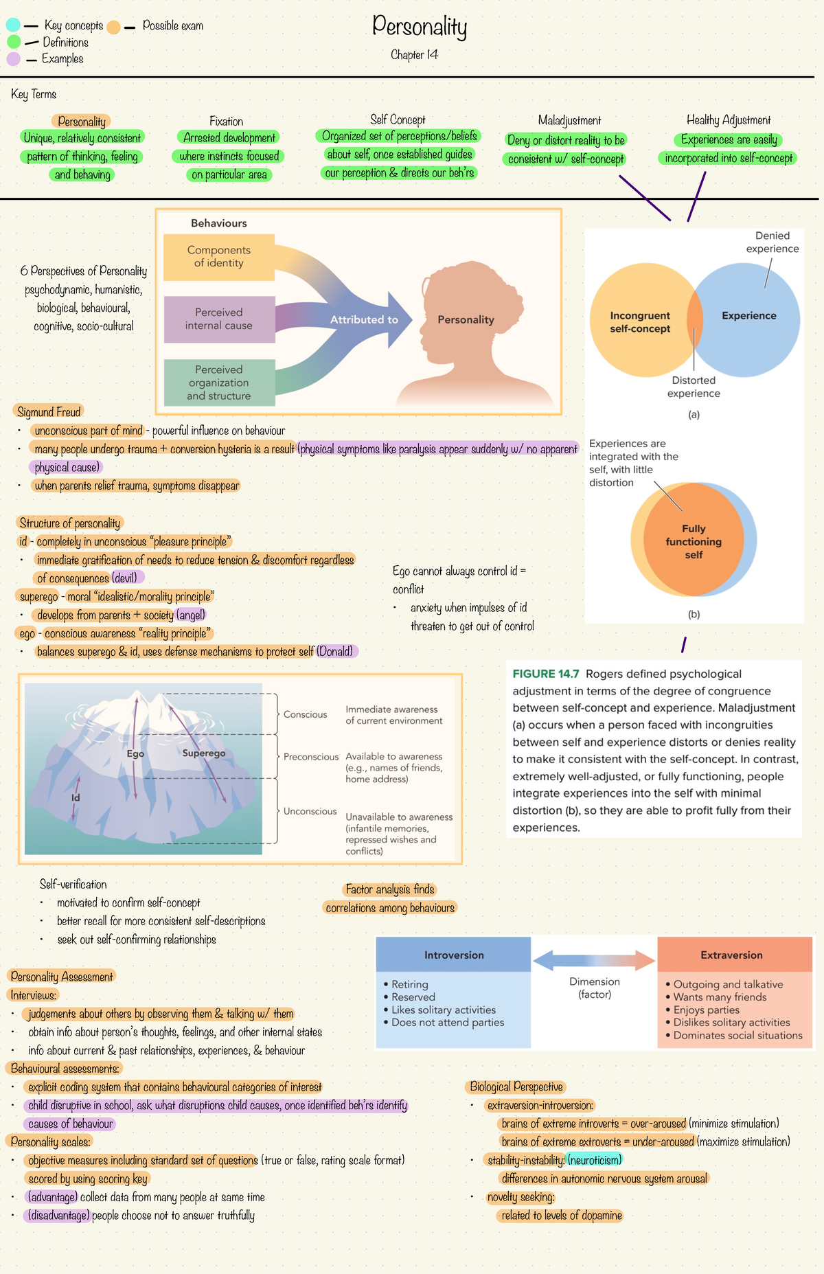 CH. 14 Personality - Key concepts Personality Definitions Examples Key ...