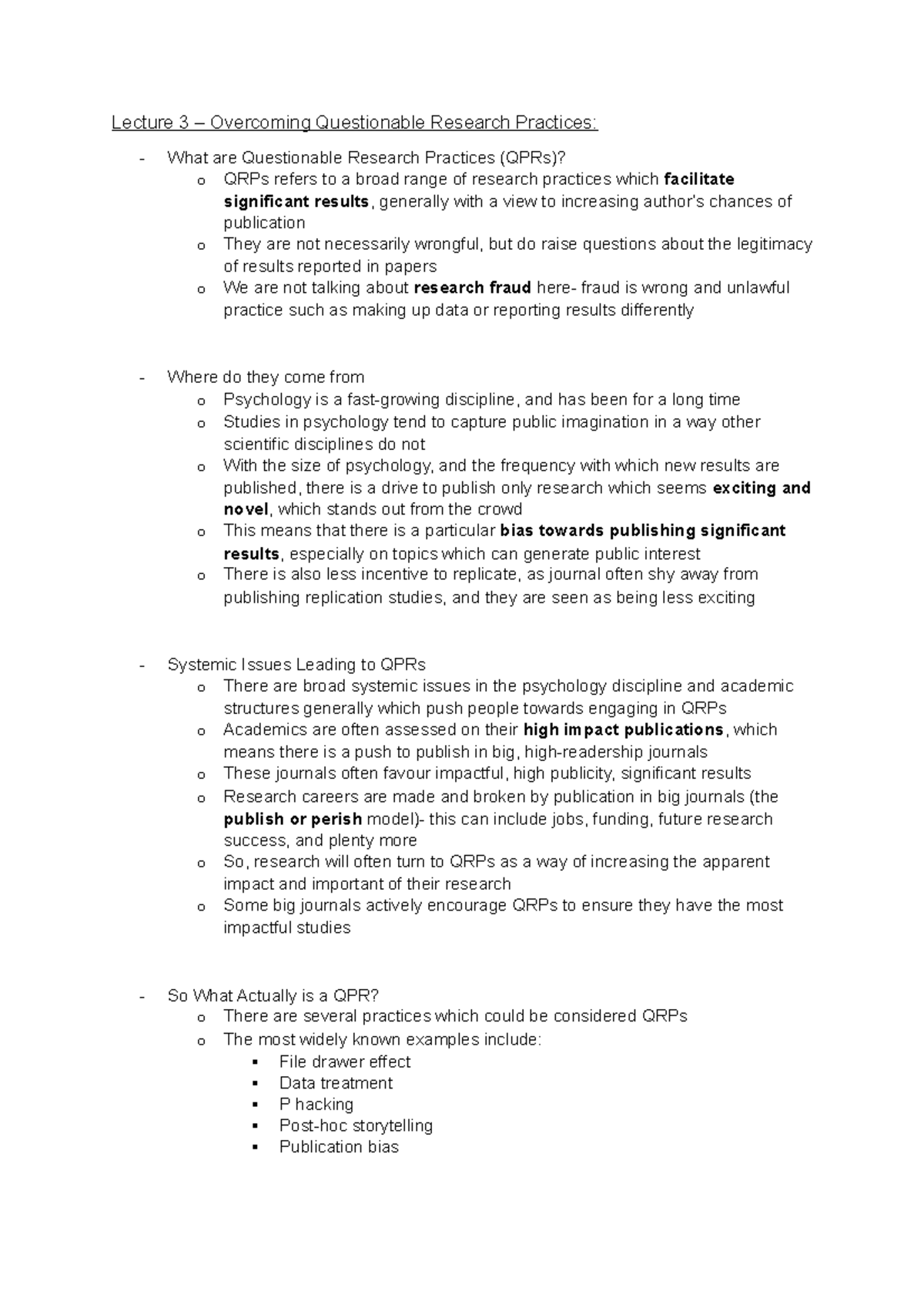 Overcoming Questionable Research Practices and Designing our Study to ...