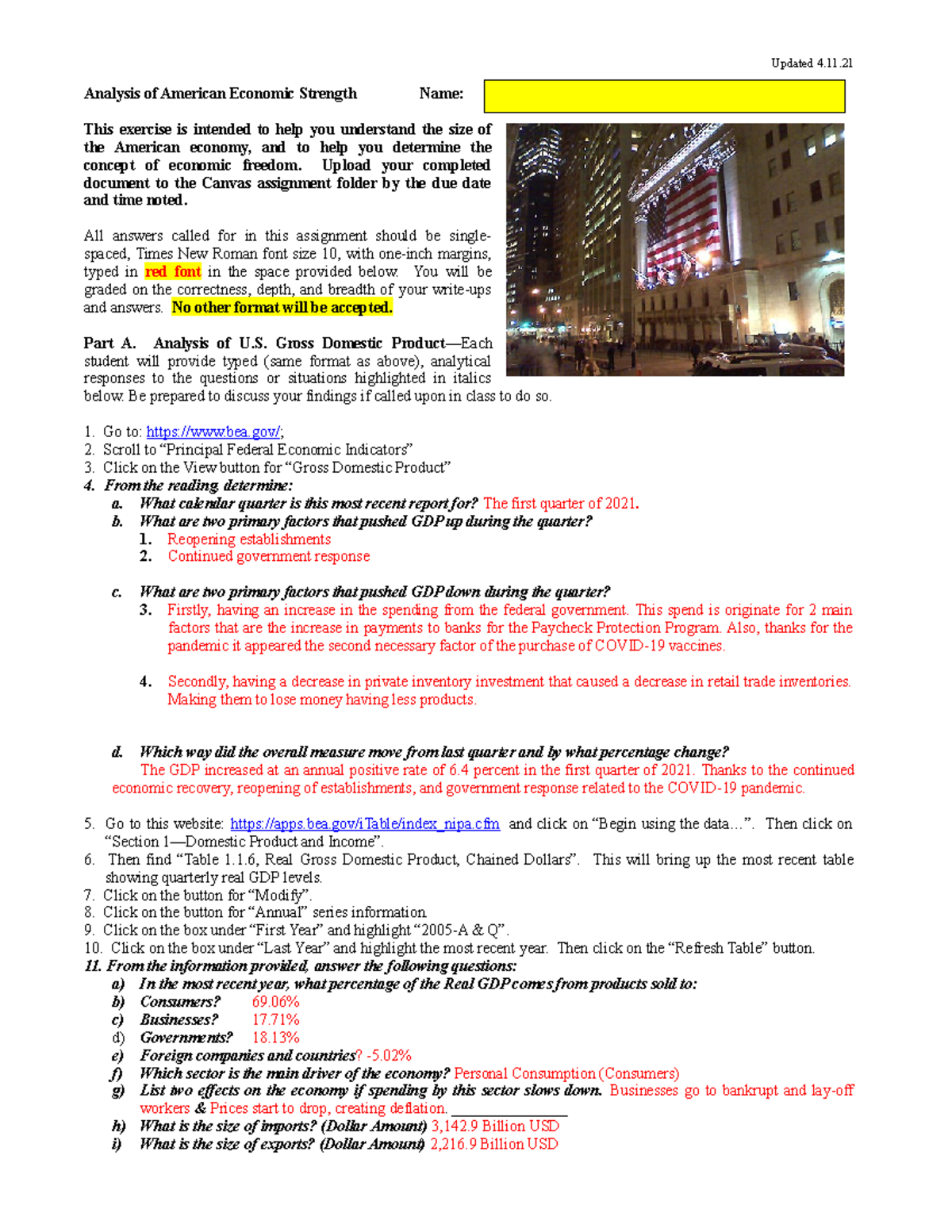 Freedom Worksheet - Analysis of American Economic Strength Name: This ...