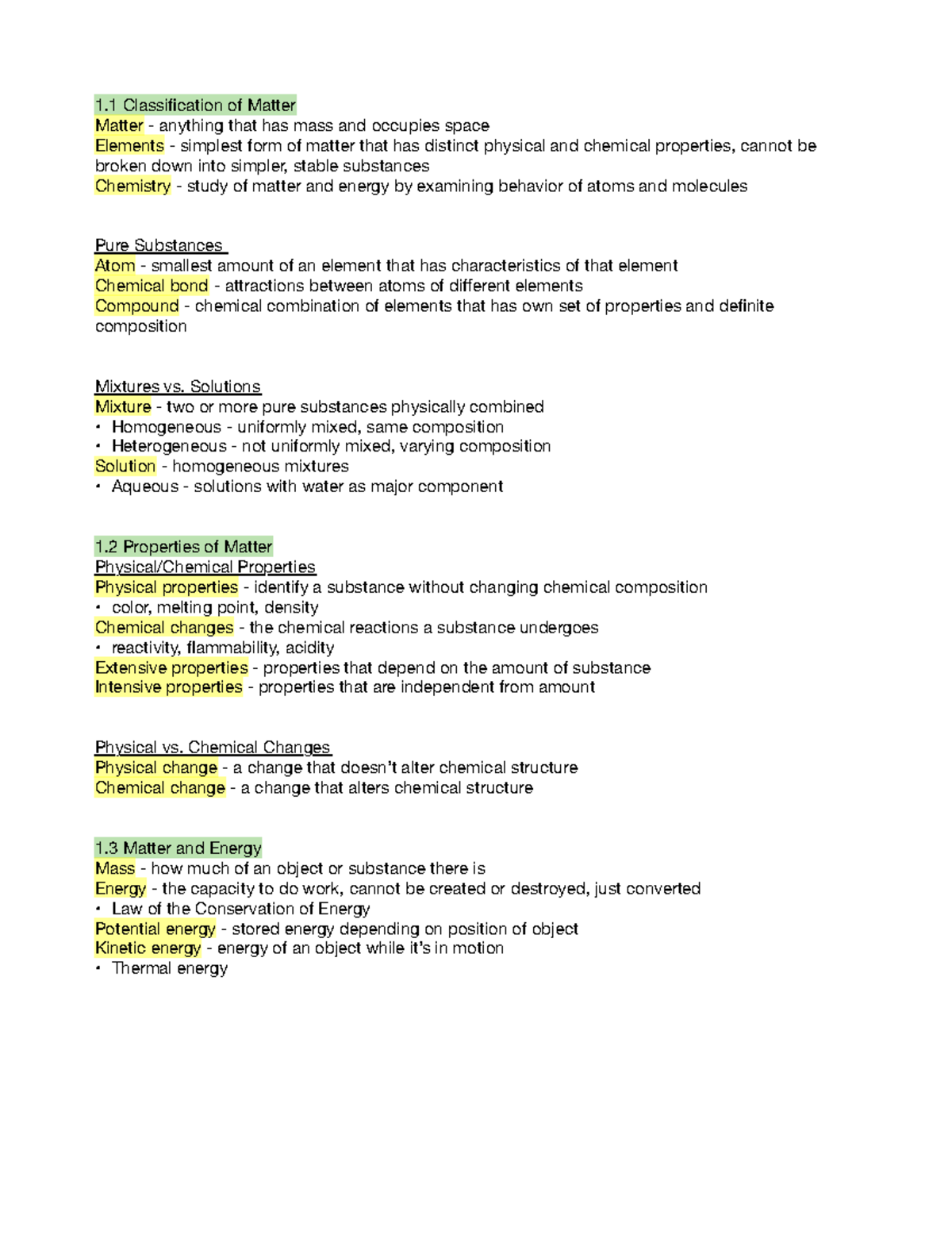 Chapter 1 - Science and Measure - CHE 105 - 1 Classification of Matter ...
