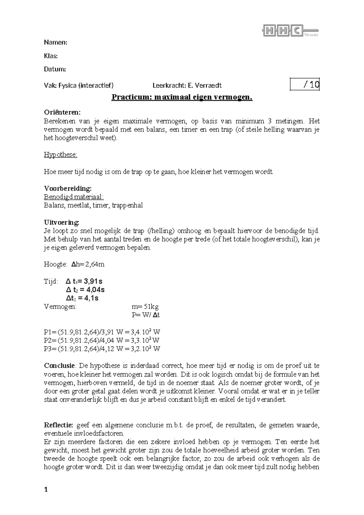 Practicum eigen vermogen 2022 - Namen: Klas: Datum: Vak: Fysica ...