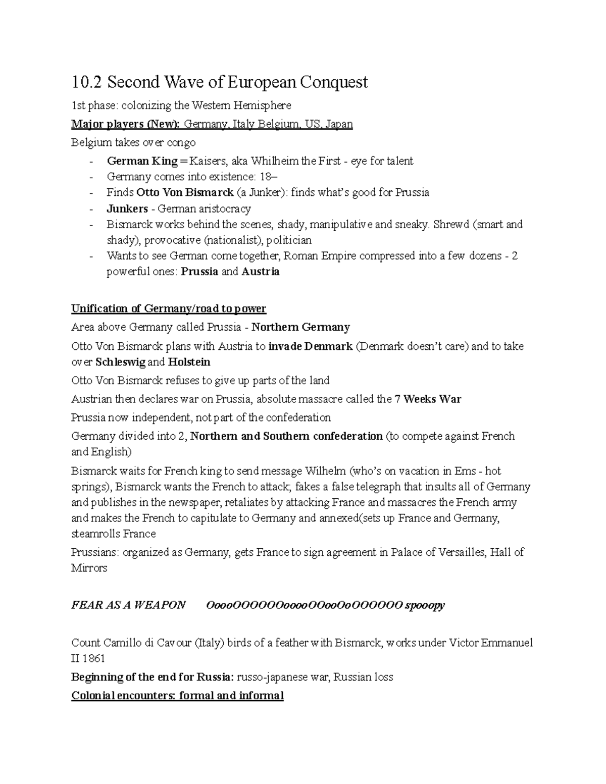 10.3 - 13.3 Class notes - 10 Second Wave of European Conquest 1st phase ...