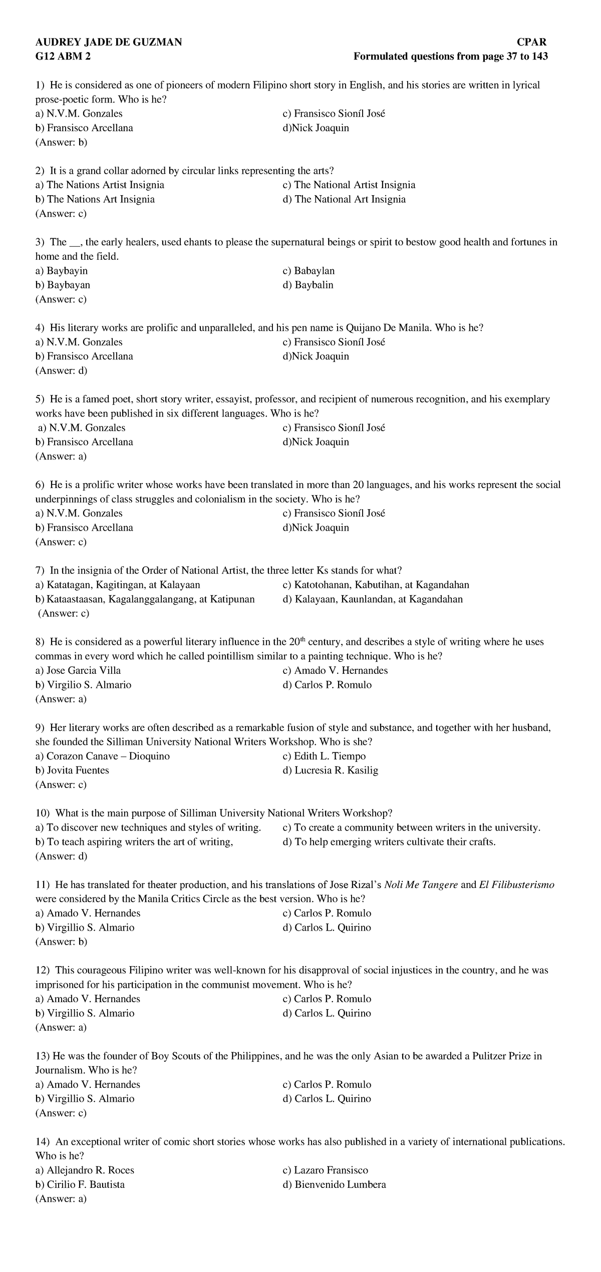 CPAR Questions Activity - AUDREY JADE DE GUZMAN CPAR G12 ABM 2 ...