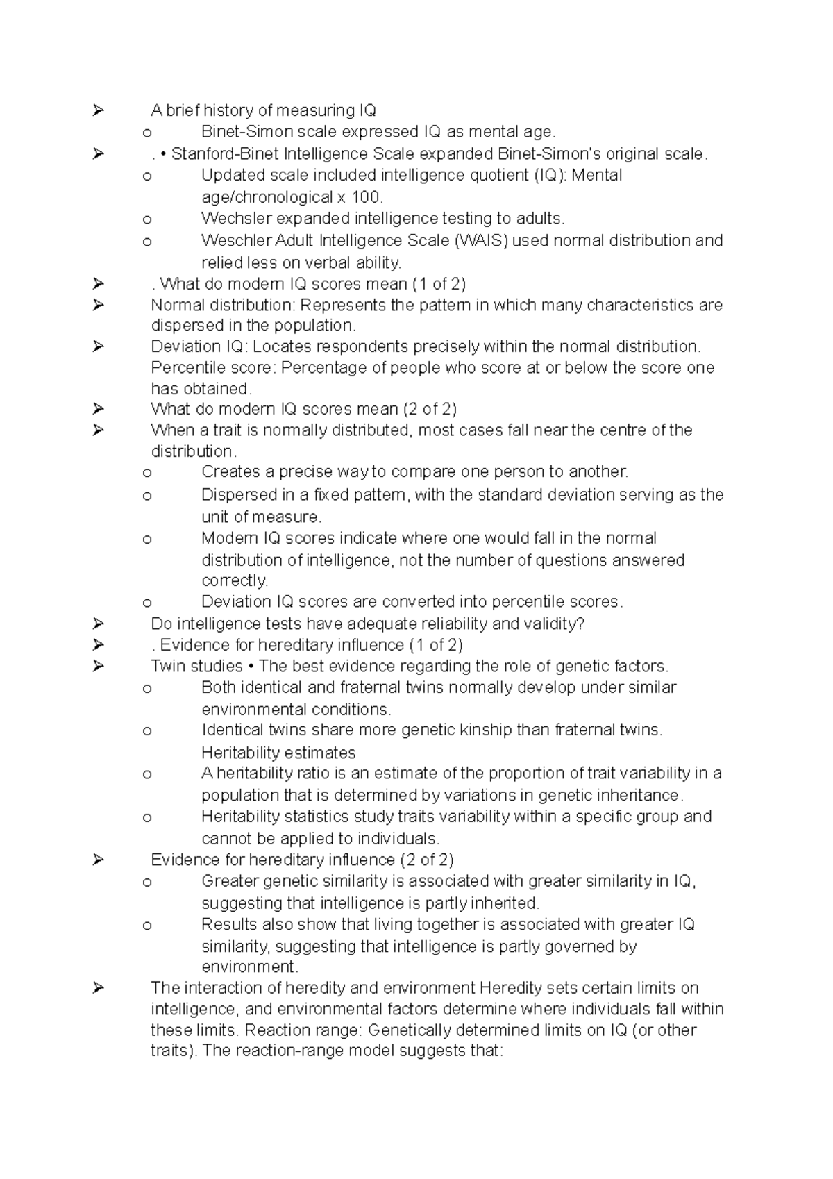 Psych ch.8 continuation - A brief history of measuring IQ o Binet-Simon ...