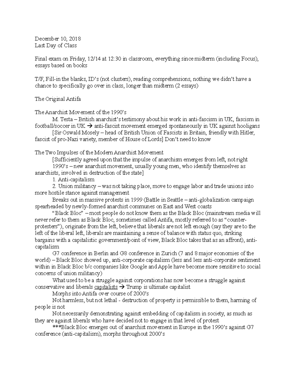 Lecture notes 32 - December 10, 2018 Last Day of Class Final exam on ...