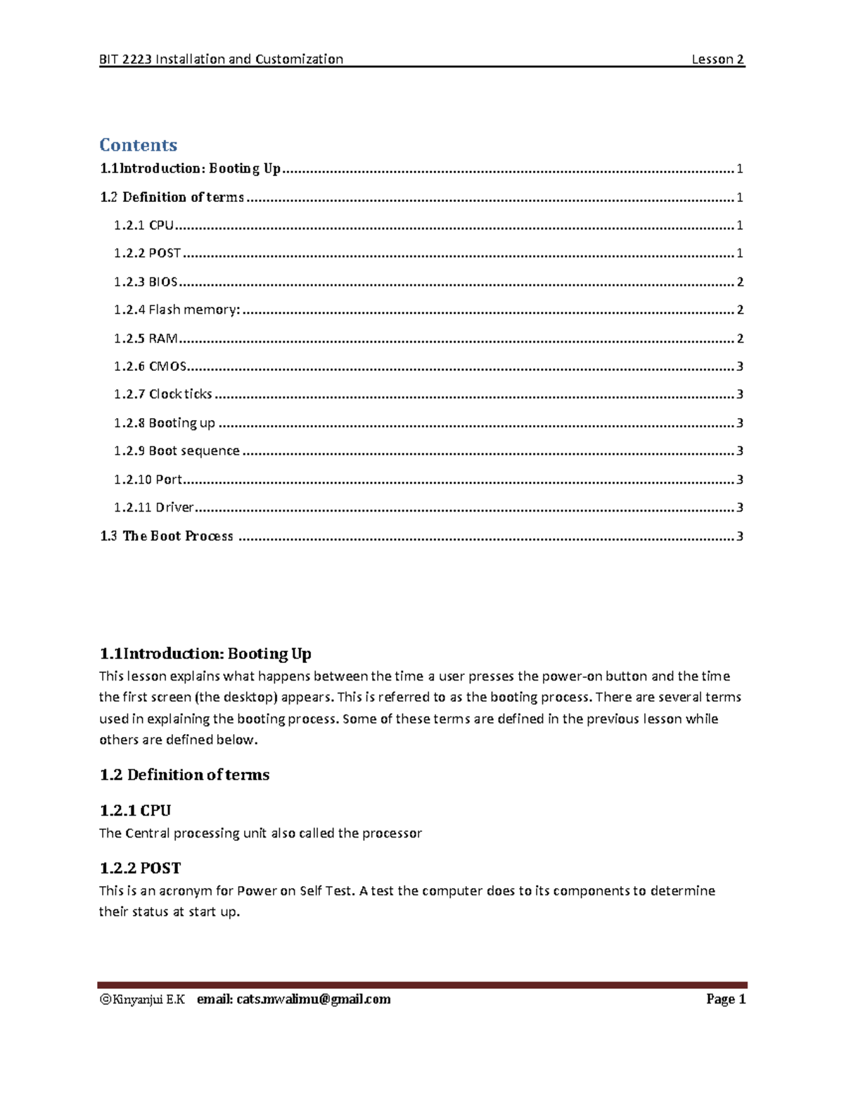 Installation and Customization Lesson 2 - BIT 2223 Installation and ...